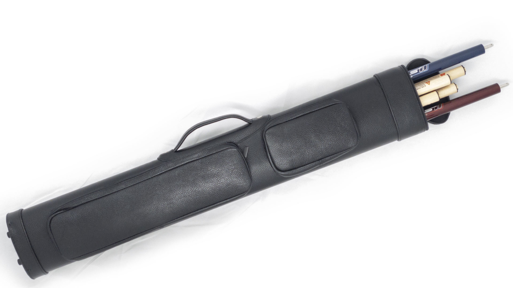 Leather Pool Cue Case - 2x4 Black Dual Pockets - Hard Case • Billiards ...