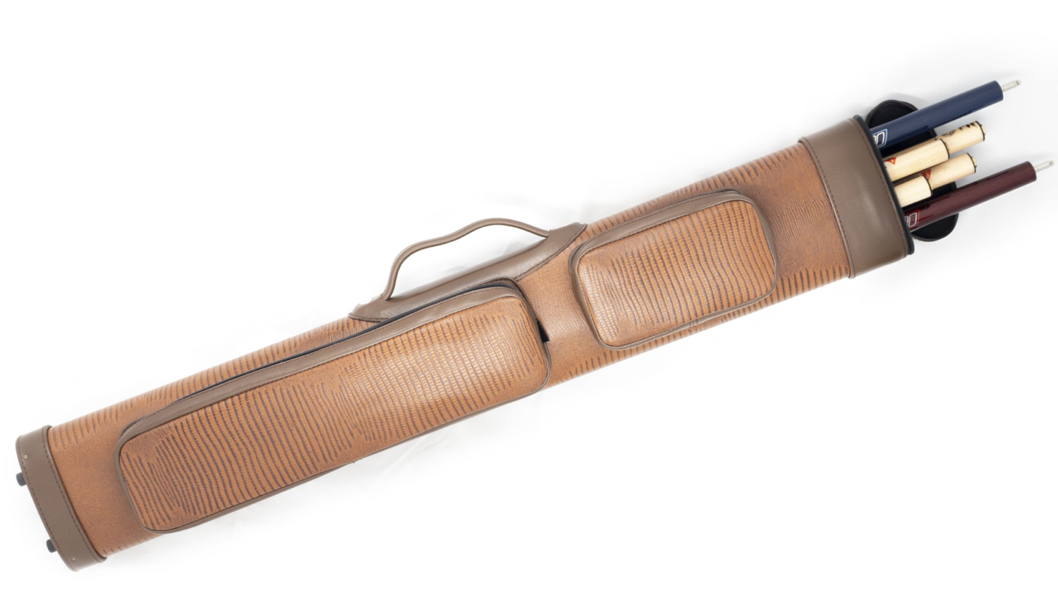 Leather Pool Cue Case - 2x4 Brown Dual Pockets - Hard Case • Billiards ...