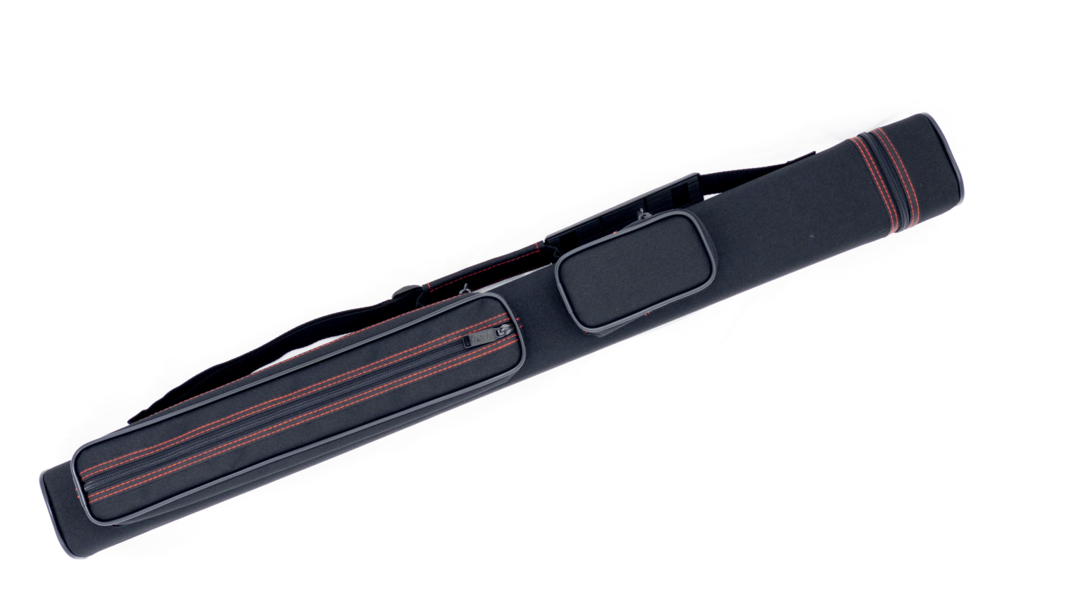 Pool Cue Case - 2x3 Red-Stripe Nylon Dual Pockets - Hard Case ...