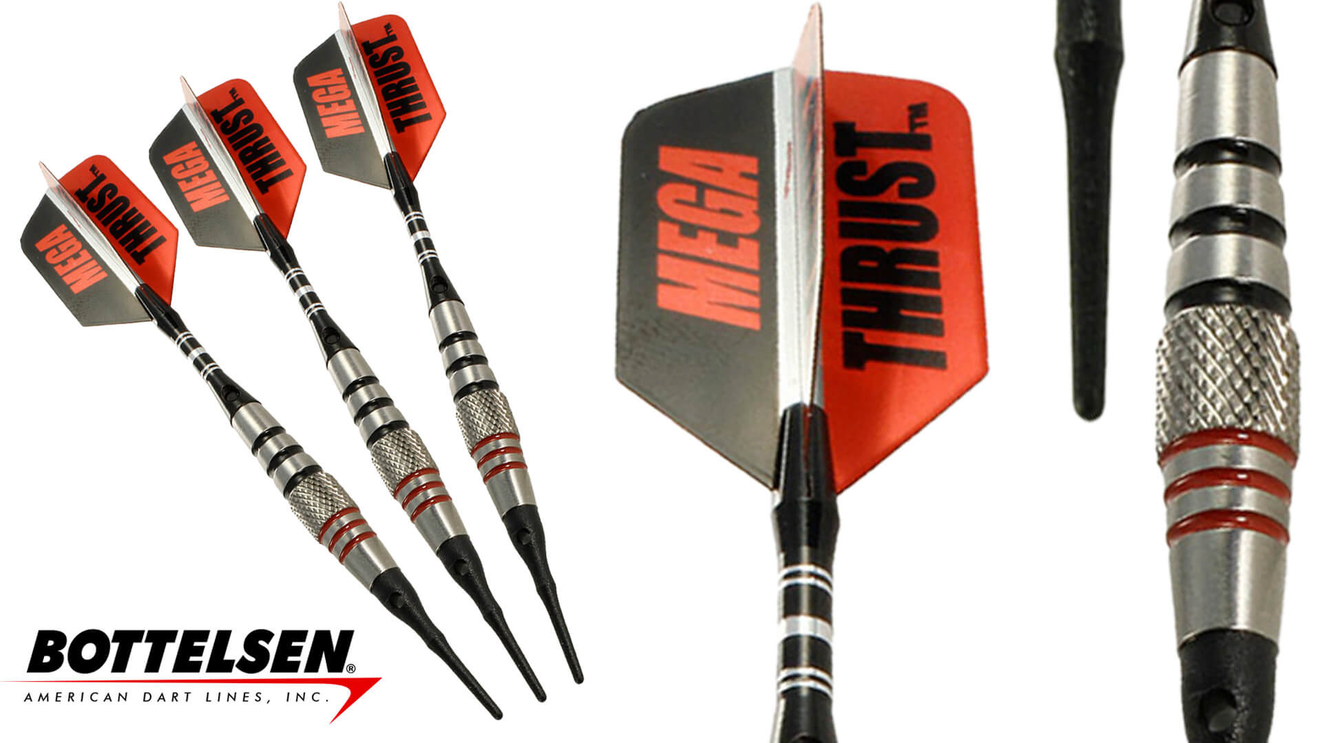 Bottelsen - "Mega Thrust - M52" - Soft Tip Dart Set - 90% Tungsten ...